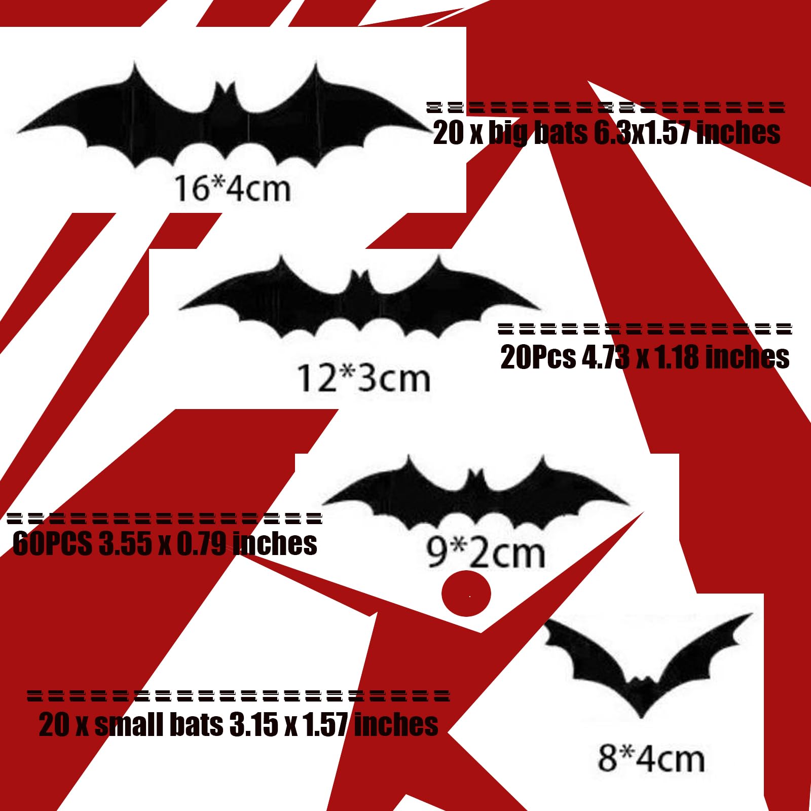 Emopeak Bats Wall Decor 120PCS, Halloween 3D Bat Decoration Stickers Waterproof Black Spooky Bats Suitable for Home Decor Room Décor