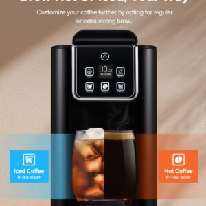 SHARDOR Single Serve Coffee Maker, Hot and Iced Coffee Machine for K-Cup Pods & Ground Coffee, 6 to 14 oz Brew Sizes, 50 oz Removable Water Tank, Bold Brew Setting, Stainless Steel, Black