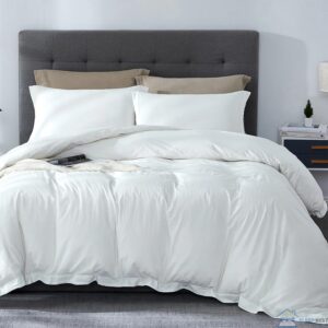 sleep-nest alaskan size duvet cover only, 600 thread count oversized king plus 132 x 120 inch luxurious 1 piece comforter cover 100% cotton with zipper closure - 2" decorative flange, white