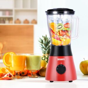 JUSANTE Blender for Smoothies, Small Blender with 500W Motor for Milkshake Desserts Nut Butter, Cocktails Sauces (Red)