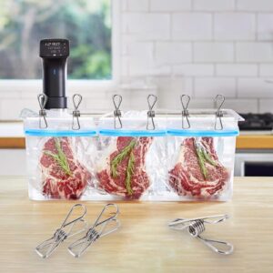 15 Pack Sous Vide Cooking Clips for Immersion Circulator, Sous Vide Weights Clamp Compatible with All Kinds of Sous Vide Cookers & Containers, Keep Bags Submerged, Food Grade Stainless Steel