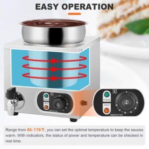 Nacho Cheese Warmer Dispenser 7.4Quart Hot Fudge Warmer Commercial Soup Warmer with Ladles, Food Warmer for Nachos Cheese Caramel Popcorn Hot Fudge Sauces 86-185℉110V