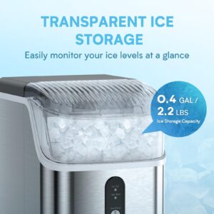 FREE VILLAGE Nugget Ice Makers Countertop, Pebble Ice Maker Machine with Soft Chewable Ice, 35lbs/24H, Self-Cleaning, One-Click Operation, Stainless Steel, Pellet Ice Maker for Home Kitchen Office