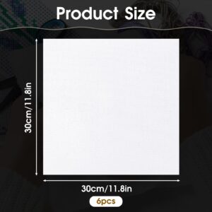 6 Pieces Embroidery Fabric Squares White Embroidery Cloth Fabric Cotton, 11.8 Inch Embroidery Canvas Cross Stitch Fabric Cotton for Handmade Needlework DIY Clothing Crafts Flower Pot Decoration