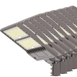 10 pack 400w led parking lot light 60,000lm, outdoor street area lighting with slipfitter mount ul dlc listed led pole lights 100-277v ip65 waterproof 5000k led shoebox commercial lighting