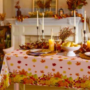 Thanksgiving Tablecloth Rectangle 54" x 108" Plastic Fall Table Cloth Disposable Camping Halloween Christmas Table Cover Decorations Cute Indoor Outdoor Waterproof Birthday Party Supplies Decorations