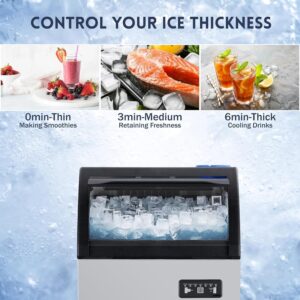 PrecisionAuto Stainless Steel Under Counter Ice Maker Machine - High Capacity Production, Generous Storage, Durable Stainless Steel