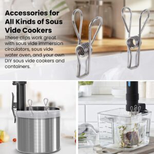 15 Pack Sous Vide Cooking Clips for Immersion Circulator, Sous Vide Weights Clamp Compatible with All Kinds of Sous Vide Cookers & Containers, Keep Bags Submerged, Food Grade Stainless Steel