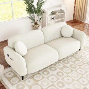 p purlove upholstered sofa, chenille loveseat sofa for living room, bedroom, apartments (beige)