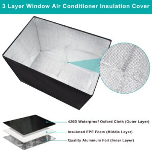 Fivebop Window Air Conditioner Insulation Cover for Outside Units 3 Layer Winter Dustproof Waterproof Outdoor Window AC Cover with Adjustable Straps (25.5"Lx18"Hx20.5"D)