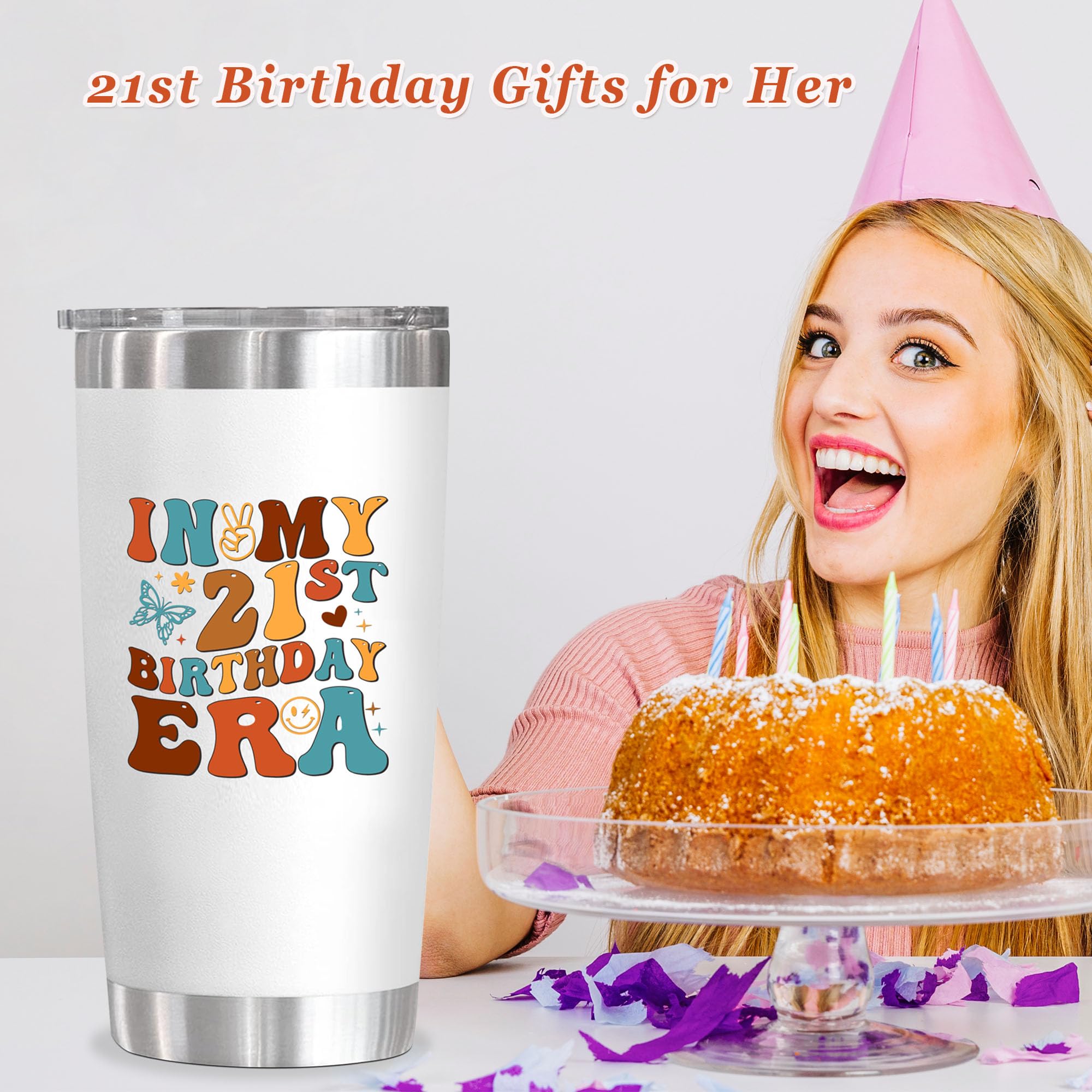 21th Birthday Gifts for Her - 21th Birthday Decorations for Her,21 Year Old Birthday Gifts for Women, Friends, Sister, Gifts for 21st Birthday Female, In My 21s Era Gifts for Women 20 oz Tumbler