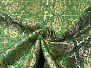 brocade fabric vestment 60" wide green and gold liturgical brocades bro950[1]