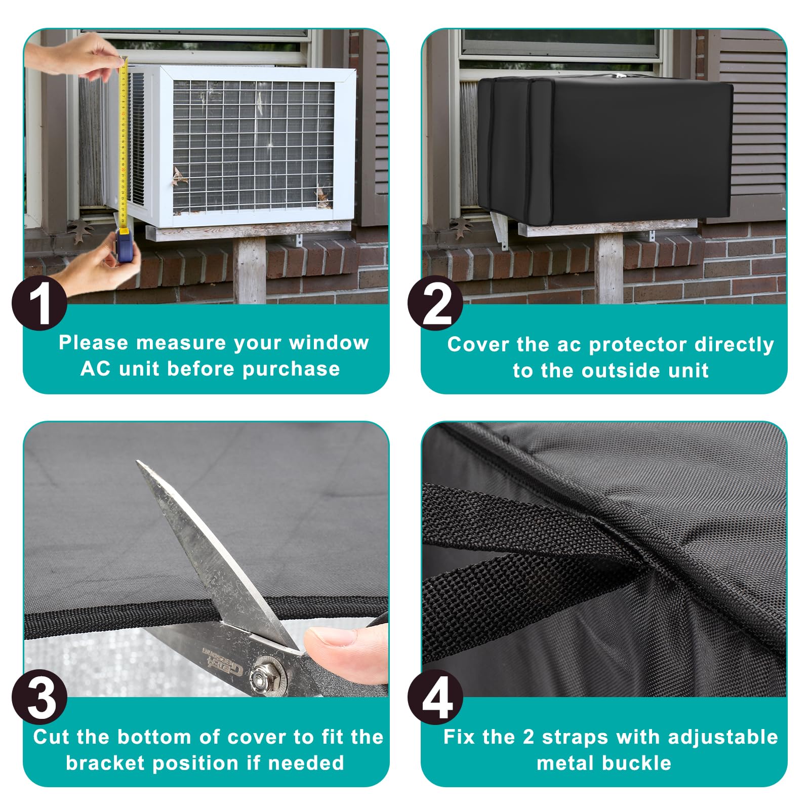 Fivebop Window Air Conditioner Insulation Cover for Outside Units 3 Layer Winter Dustproof Waterproof Outdoor Window AC Cover with Adjustable Straps (25.5"Lx18"Hx20.5"D)