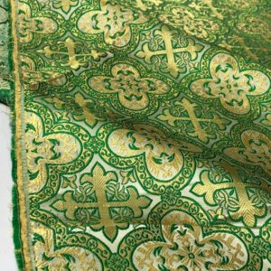 Brocade fabric VESTMENT 60" wide GREEN and GOLD Liturgical Brocades BRO950[1]