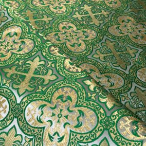 Brocade fabric VESTMENT 60" wide GREEN and GOLD Liturgical Brocades BRO950[1]