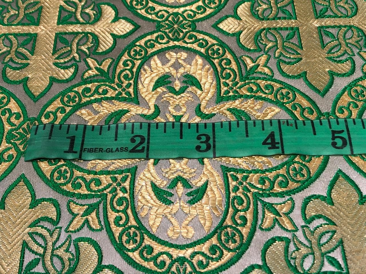 Brocade fabric VESTMENT 60" wide GREEN and GOLD Liturgical Brocades BRO950[1]