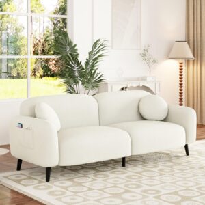 P PURLOVE Upholstered Sofa, Chenille Loveseat Sofa for Living Room, Bedroom, Apartments (Beige)