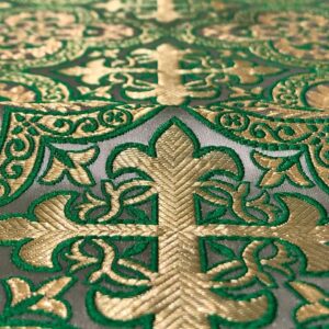 Brocade fabric VESTMENT 60" wide GREEN and GOLD Liturgical Brocades BRO950[1]