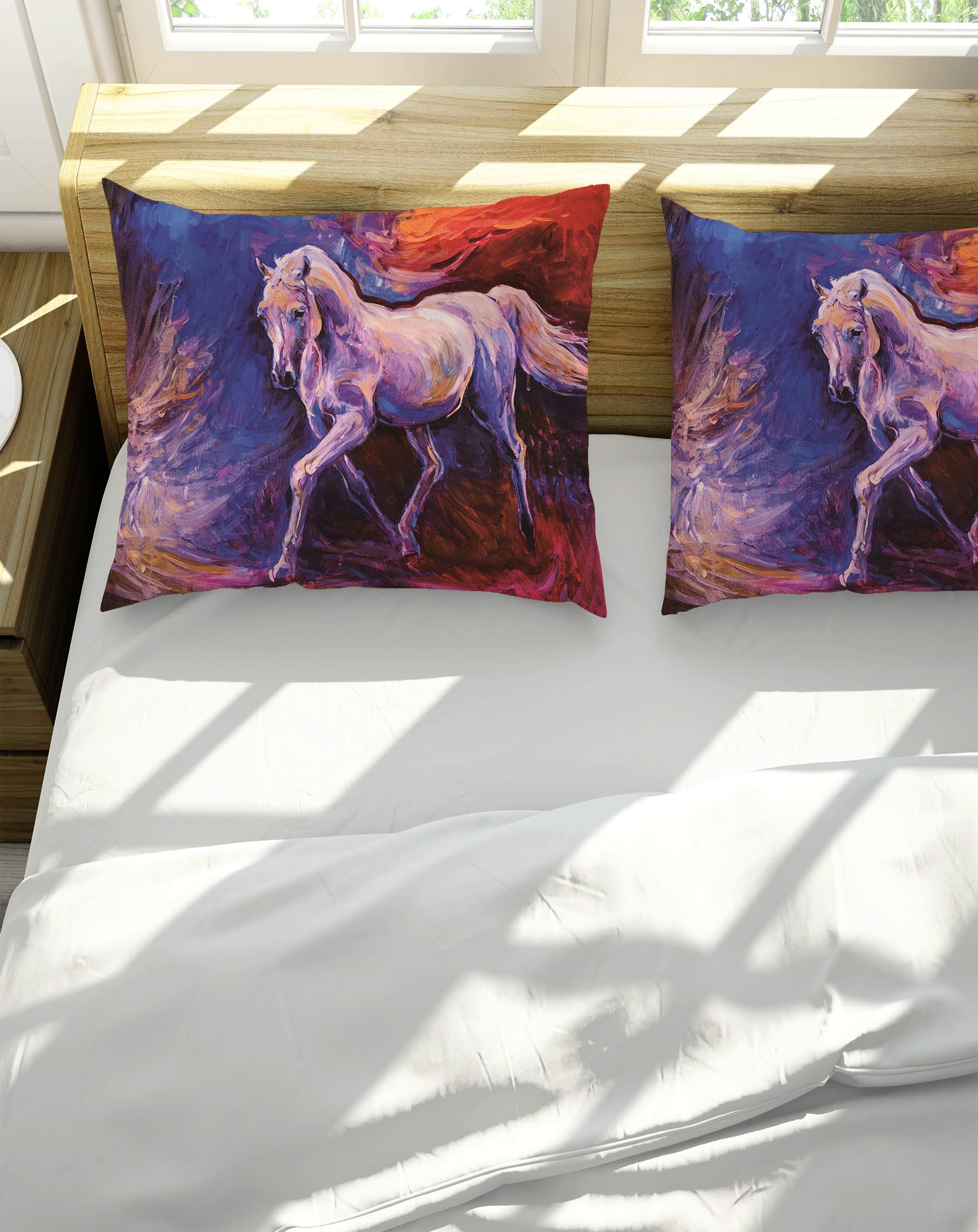 EIANLAI Horse Bed Duvet Cover Set, Wild Animal Themed Bed 3 Piece Duvet Cover Set for Kids, Teens, Boys, Girls Room Decor, includes 1 Duvet Cover and 2 Pillow Cases - Queen