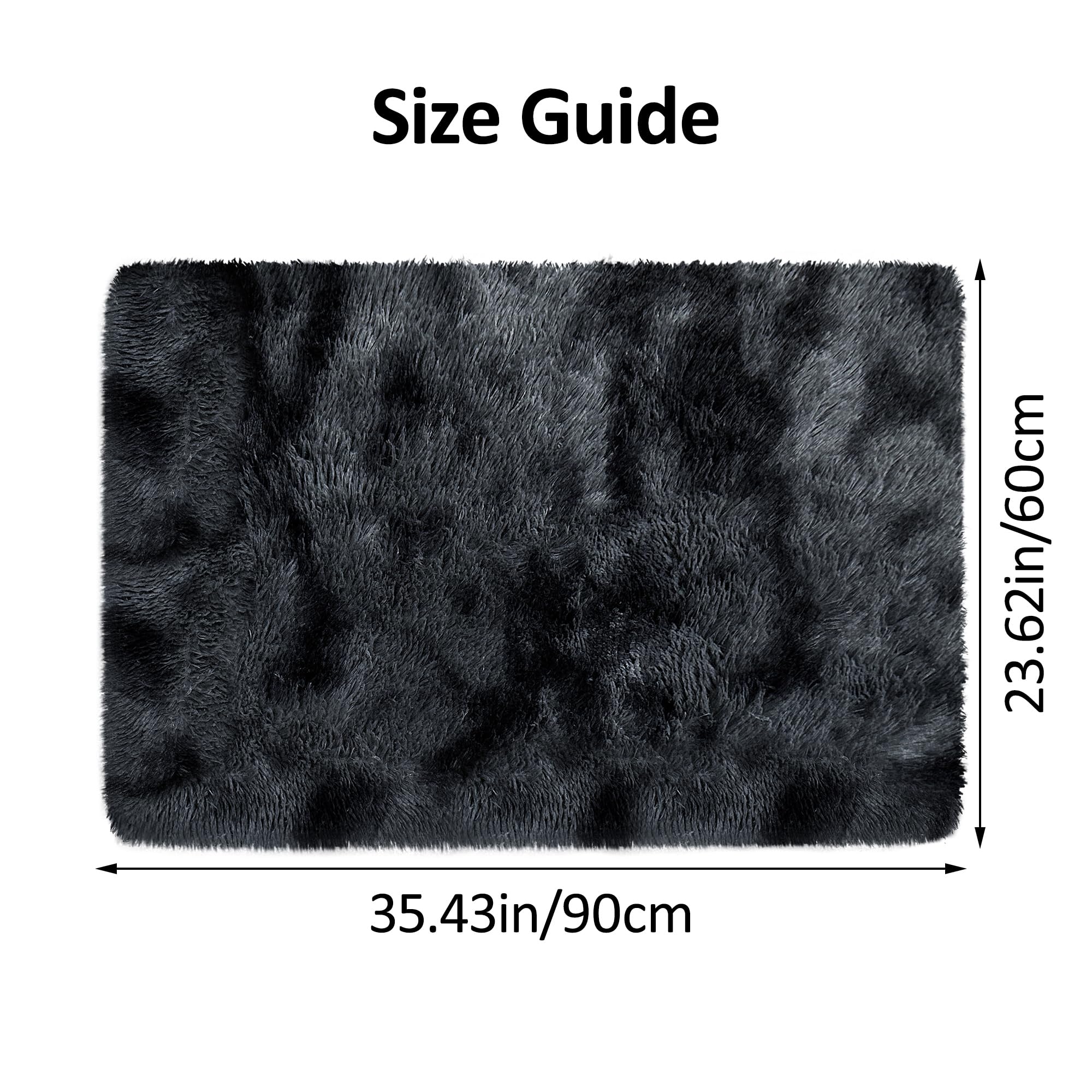 Fixseed Small Area Rug 2x3 Black Rugs for Bedroom Mini Rug for Living Room Soft Fluffy Rug Mat Bedside Throw Rug for Girls Bedroom Kawaii Room Kids Room Boys Teens Nursery Decor Non Slip Fuzzy Rug