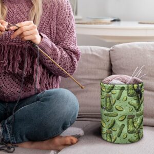 WHOSGNIHT Cucumber Print Yarn Bag Small Crochet Bag Organizer Drawstring Yarn Storage Bags for Crocheting,Knitting Bag for Crochet Beginner Yarn Holder