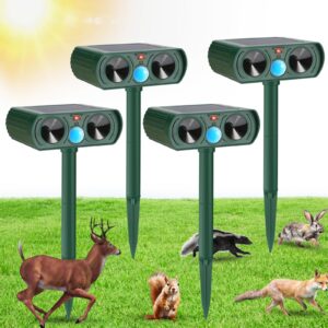 pblovylu pack of 4 ultrasonic animal repellent outdoor solar animal repeller deer repellent devices with motion sensor animal deterrent to repel cat deer squirrel rabbit dog skunk for yard lawn