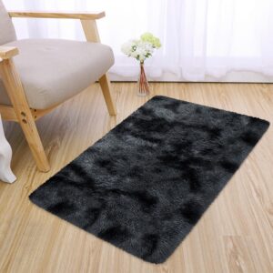 fixseed small area rug 2x3 black rugs for bedroom mini rug for living room soft fluffy rug mat bedside throw rug for girls bedroom kawaii room kids room boys teens nursery decor non slip fuzzy rug