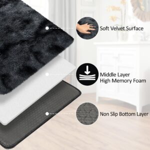 Fixseed Small Area Rug 2x3 Black Rugs for Bedroom Mini Rug for Living Room Soft Fluffy Rug Mat Bedside Throw Rug for Girls Bedroom Kawaii Room Kids Room Boys Teens Nursery Decor Non Slip Fuzzy Rug