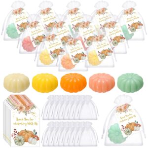 leelosp 50 set thanksgiving pumpkin baby shower soap favors mini pumpkin baby shower favors include pumpkin soap thanks cards drawstring gift bags for autumn thanksgiving day party decorations gifts