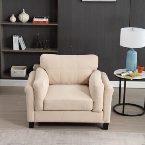 Miscoos 47" Oversized Armchair-Modern Accent Couch Chair, Comfy Lazy Chair, Deep Seat Linen Single Sofa with Double Cushion Detachale Armrest for Small Space Living Room Bedroom Office