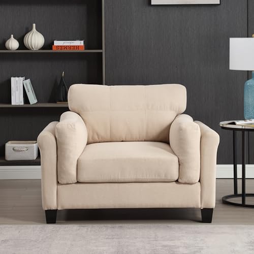 Miscoos 47" Oversized Armchair-Modern Accent Couch Chair, Comfy Lazy Chair, Deep Seat Linen Single Sofa with Double Cushion Detachale Armrest for Small Space Living Room Bedroom Office