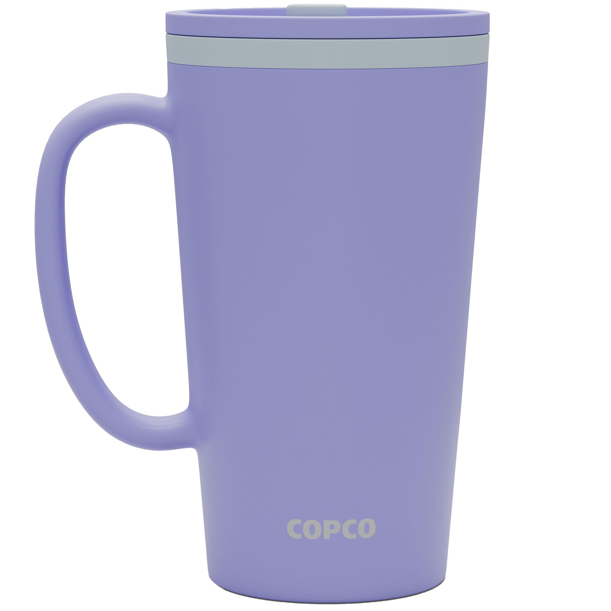 Copco Cone 16oz Insulated Travel Mug with Handle, Double Wall, Slide-Closure Lid, BPA-Free, Microwave & Dishwasher Safe, Reusable Plastic Travel Coffee Tumbler - Portable Coffee Cup (Light Purple)