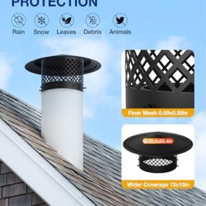 Hahaemall 10 Inch Chimney Cap Round Chimney Cover, Fireplace Chimney Caps for Outside, Chimney Rain Caps, Roof Vent Cap, All Weather, Easy to Install, Black