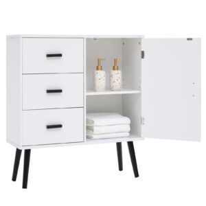 storage cabinet with 3 drawers, accent cabinet with adjustable shelf, entryway cabinet for living room, entryway, white