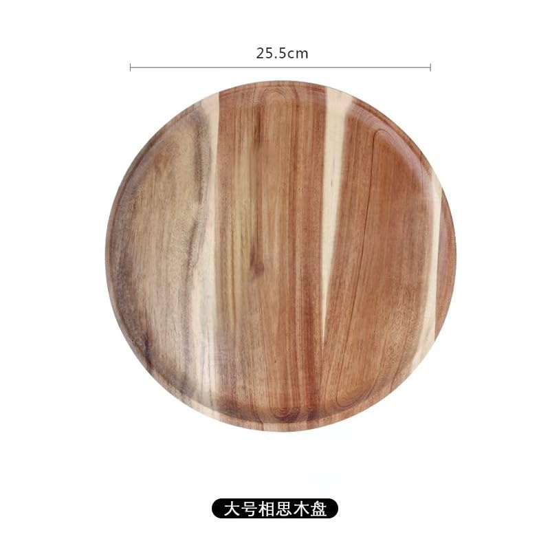 9.84" Wood Bathroom Vanity Tray Round Jewelry Storage, Rustic Farmhouse Coffee Table Decor, Circle Wooden Serving Tray, Walnut.