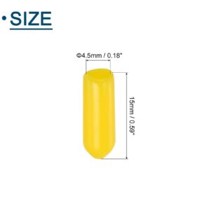 uxcell 100Pcs Rubber End Caps, 4.5mm/0.18" ID Rubber End Caps, PVC Caps Rubber Screw for Bolts Screw Caps Thread Protectors Tube Screw Bolt, Yellow