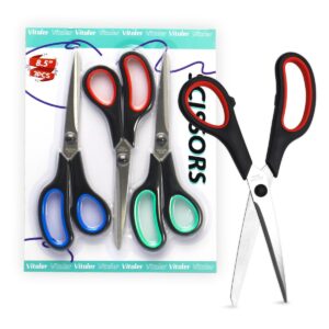 Vitoler 8.5” Scissors,3pcs All Purpose Scissors Heavy Duty Scissors Fabric Scissors Kitchen Scissors,Office School Supplies Desk Accessories