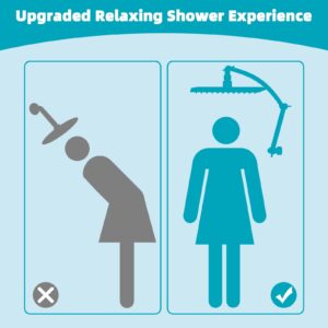 Hibbent Rain Shower Head, 13'' High Pressure Rainfall Square 5 Spray Mode Showerhead with 16" Shower Head Extension Arm, Solid Brass Adjustable Shower Arm Extender, Waterfall fixed Showerheads, Chrome