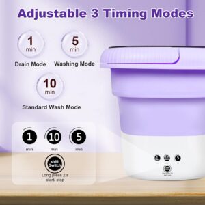 HULKNPEW 6.5L Folding Washing Machine,Portable Washing Machine,Small Washer with 3 Modes Deep Cleaning & Spin-dry,Easy to Carry,Suitable for Apartments, Dormitories, Camping, RV, Travel,Hotels-Purple