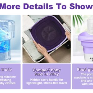 HULKNPEW 6.5L Folding Washing Machine,Portable Washing Machine,Small Washer with 3 Modes Deep Cleaning & Spin-dry,Easy to Carry,Suitable for Apartments, Dormitories, Camping, RV, Travel,Hotels-Purple