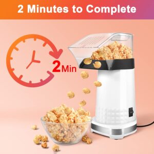 Popcorn Machine High Popping Rate, 2Min Fast Popping Air Popper Popcorn Maker, No Oil, BPA-Free Mini Popcorn Machine with ETL Certified, Popcorn Poppers for Home, 1200w 4.5 Quarts