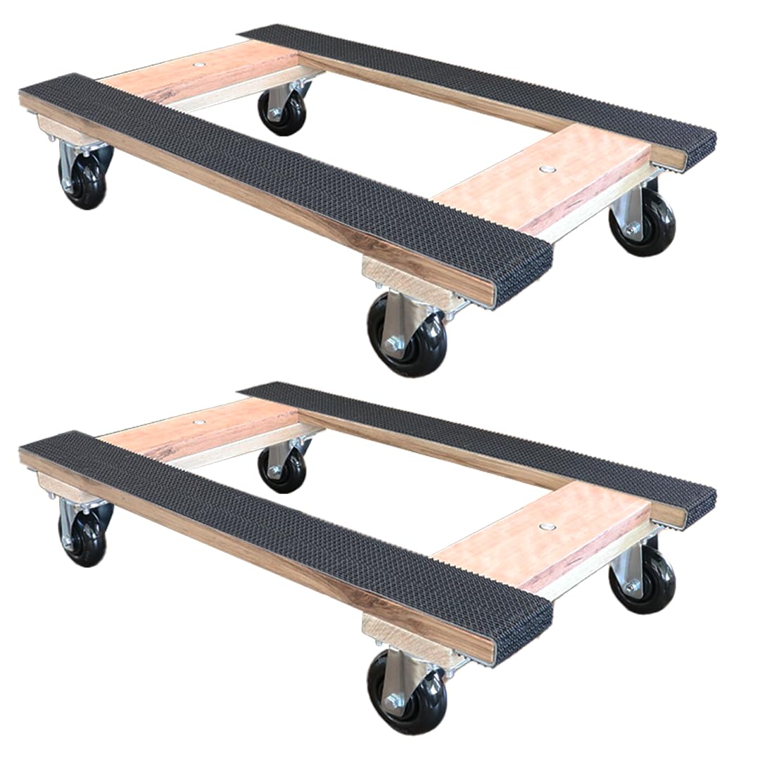 BoxerTool 18” x 30” Furniture Moving Pro Dollies – 2,400lbs Each Dolly – Solid Wood – Heavy Duty Caster Wheels – Pre Assembled Dollies - 2 Pack