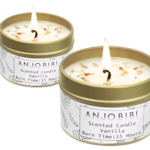 Vanilla Scented Candle Gifts for Women （2 Pack for Gold） - 2 Oz - 15 Hour Burn Time Long Lasting Candle，All Natural, Soy Candles, Soothe