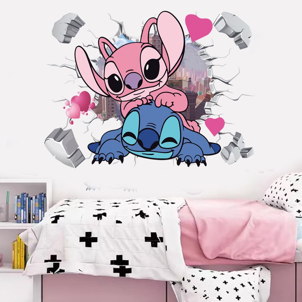 GXFCDYJ 3D Hole Wall Decals Cartoon Kids Wall Stickers Living Room Birthday Baby Room Background Decoration(15.7 in x 23.6 in)