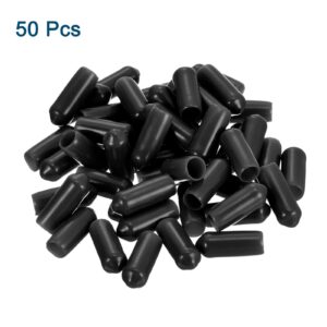 uxcell 50Pcs Rubber End Caps, 5.5mm/0.22" ID Flexible Rubber Caps, PVC Caps Rubber Screw for Bolts Screw Caps Thread Protectors Tube Screw Bolt, Black