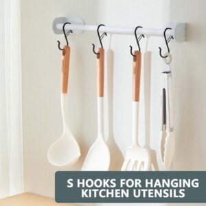 WSSROGY 15 Pcs S Hooks Hangers with Safety Buckle 3.6 inch Closet Hooks Fence Hooks for Hanging Plants, Kitchenware