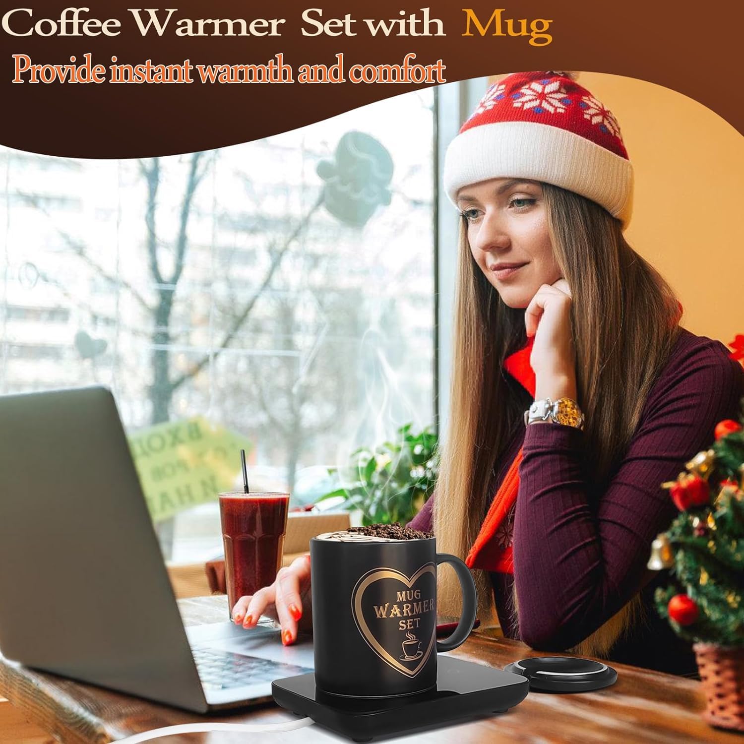 Coffee Mug Warmer for Desk with Auto Shut Off, Coffee Cup Warmer Set with Mug for Desk Office Home