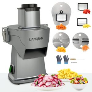 lianqian 4 in 1 electric vegetable chopper, multifunctional food cutter＆slicer, mandoline slicer & cheese grater, 200w multi blade french fry cutter & veggie slicer＆dicer with cut-resistant gloves