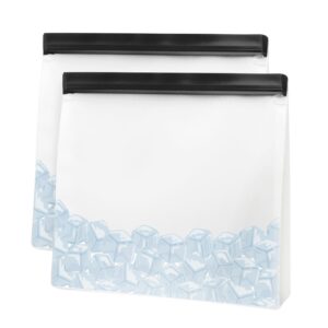 oggi reusable ice storage bags - set of 2, 11x10x2.5" - ideal ice bags reusable, reusable ice bag set, freezer bags, storage bags, snack bag for travel - durable, food-grade bpa-free