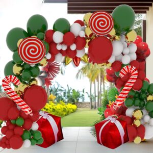 152 Pec Christmas Balloons Christmas Balloon Arch Kit ， Christmas Garldand Xmas Green Red Golden White Candy Balloons Gift Box For Christmas Party Decoratives Backdrop